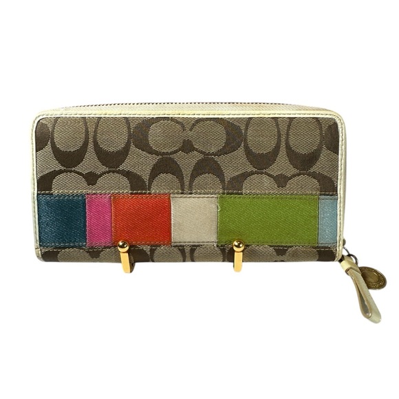 Coach | Bags | Coach Multicolor Zip Around Signature Wallet | Poshmark